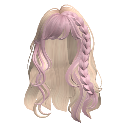 Two Tone Braided Messy Waves Blonde Pink Roblox