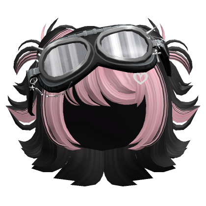 Two Tone Cute Buns W Y2K Goggles Pink Black Roblox