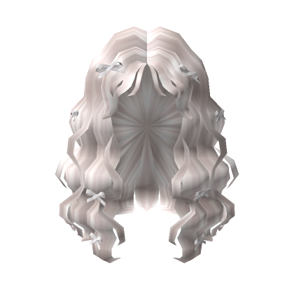 Curly White Hair with Cute White Ribbons | Roblox Item - Rolimon's