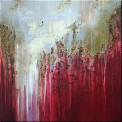 Red and Maroon Smeared Paint On Light Gray