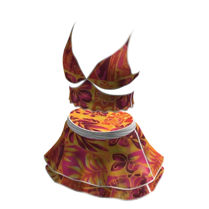 Hawaiian Cutesy Summer Beach Dress Orange White | Roblox Item - Rolimon's