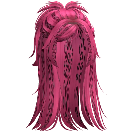 Spikey Y2K Messy Half Up Hair in Pink (Leopard) | Roblox Item - Rolimon's