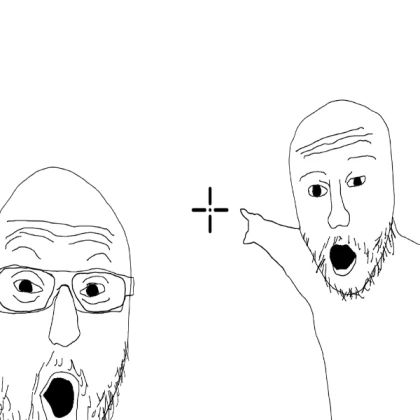 Soyjack pointing crosshair forsaken and da hood