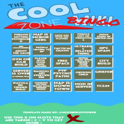 The Cool Zone Bingo