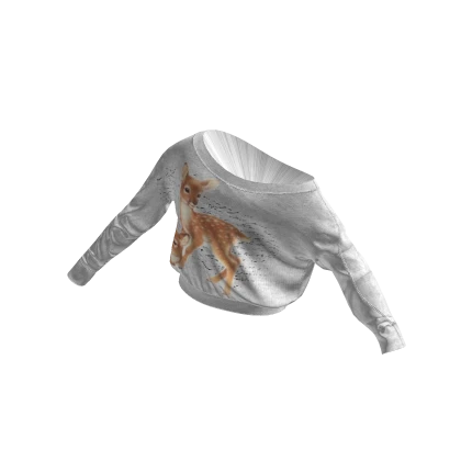 Off-Shoulder Cozy Oversized Sweater in Grey Deer | Roblox Item - Rolimon's
