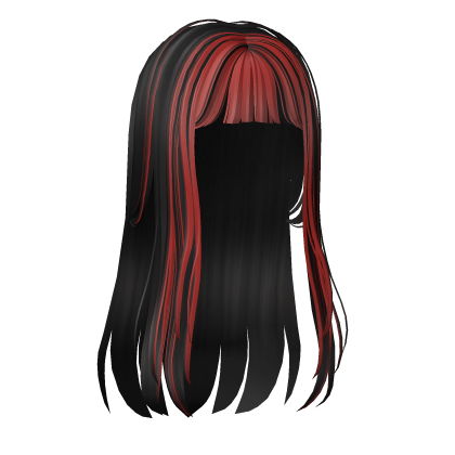 Cheveux Hime deux tons (noir et rouge) - Roblox