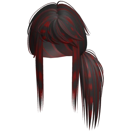Scene Low Messy Ponytail (Black and Red) | Roblox Item - Rolimon's