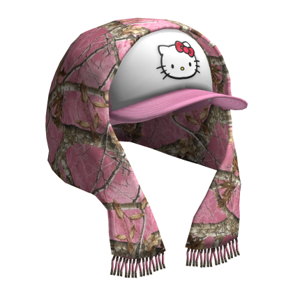 Y2K Kätzchenhut mit rosa Realtree Camo-Kopfschal – Roblox