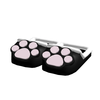 cutesy kawaii paw print cat slippers in black | Roblox Item - Rolimon's