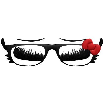 Kitty glasses /w lashes + eyebrows ( red bow ) | Roblox Item - Rolimon's