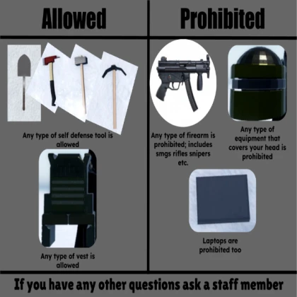 Allowed/Prohibited Items for town debug/town