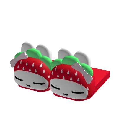 (30) cute strawberry bunny slippers | Roblox Item - Rolimon's