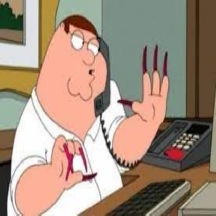 peter griffin with long nails at work
