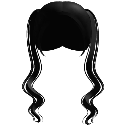 High Cutesy Wavy Split Pigtails in Black | Roblox Item - Rolimon's