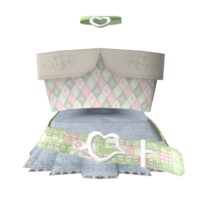 🎀3.0 Kawaii Green TOP w cute denim skirt | Roblox Item - Rolimon's