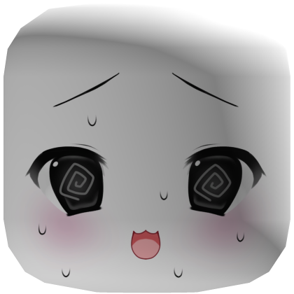 ୨୧ nervous cute moe anime chibi face mask - white - Roblox