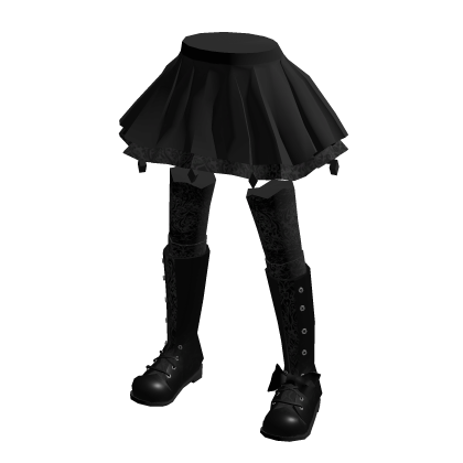Rok Goth Hitam dengan Sepatu Kulit - Roblox