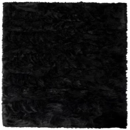 black fluffy rug