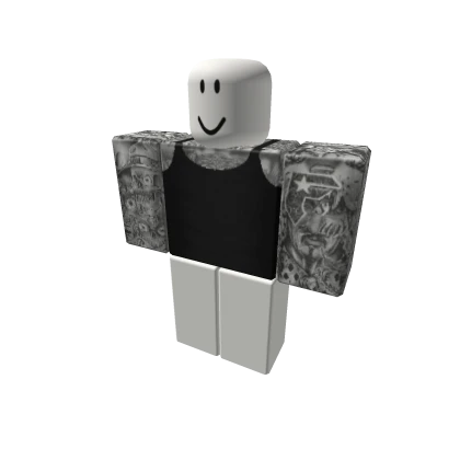 Black Wrinkled Tank Top w/ Tats - Roblox