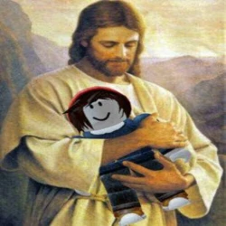 Jesus holding default avatar