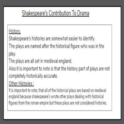 Shakespeare's contribution to Drama - History