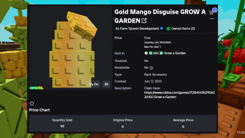 UGC Gagne pour Obby Grow a Garden - Roblox