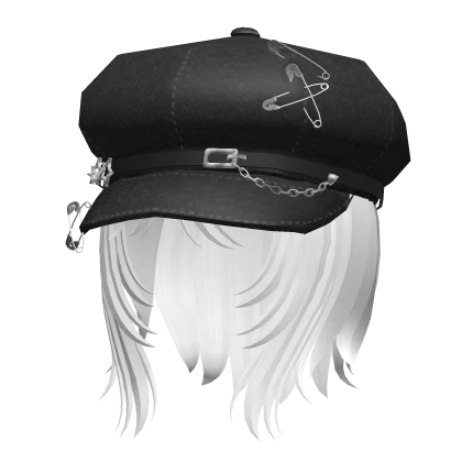 y2k White Short Bob w pierced beret | Roblox Item - Rolimon's