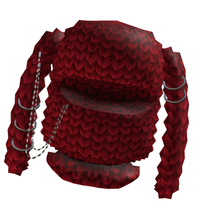 Balaclava dengan Telinga & Rantai Fluffy Cute Y2K Emo Red - Roblox