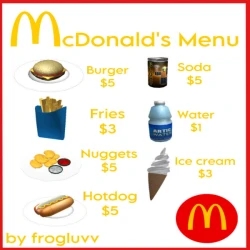 mcdonalds menu bloxburg
