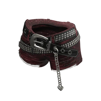 💗Y2K DENIM RIPPED SHORTS WITH BELTS_RED | Roblox Item - Rolimon's