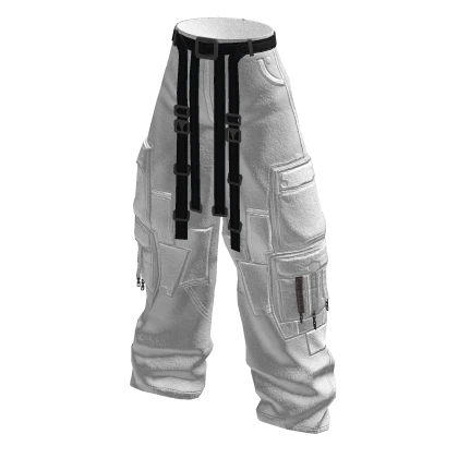 Baggy Cargo Pants w/ Pockets & Belt Straps White | Roblox Item - Rolimon's
