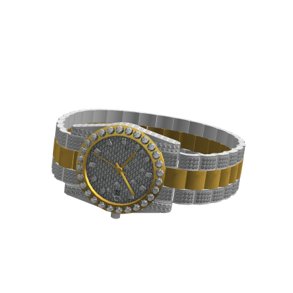 Relógio de Prata e Ouro com Diamante Congelado - Roblox