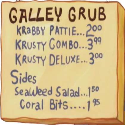 Krusty Krab Menu