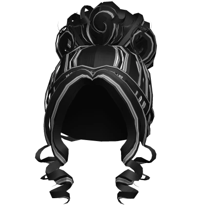 sophisticated victorian bun w/ curls black & white | Roblox Item ...