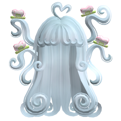 blue cute swirly hair with butterflies - Roblox