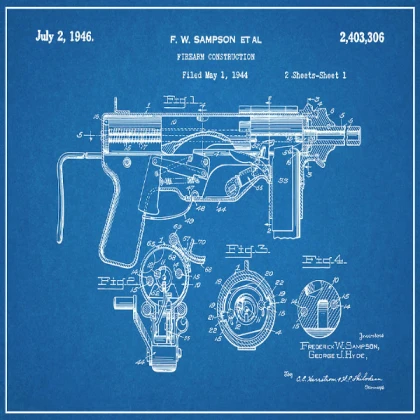 1944 M3 Submachine gun Blueprints