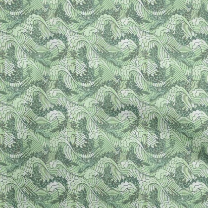 japanese waves pattern - teal
