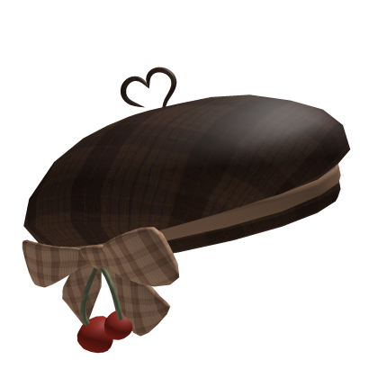 Marrón igary cottagecore cereza boina arco mori kei - Roblox
