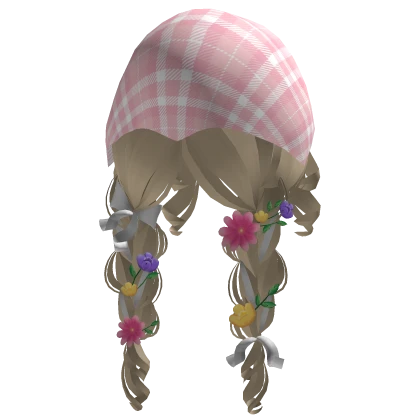Plaid Cottage Core Flowy Braids w/ Flowers | Roblox Item - Rolimon's
