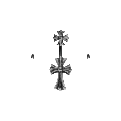 𝓢 | Y2K Chrome Cross Belly Ring With Back Dermals | Roblox Item - Rolimon's