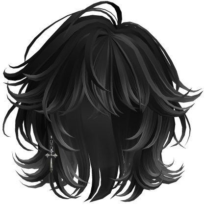 Cabelo em Camadas Grunge Ombre Preto com Brinco Cruzado - Roblox