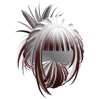 Pinned Back Spikey Anime Bun (White&Red) | Roblox Item - Rolimon's