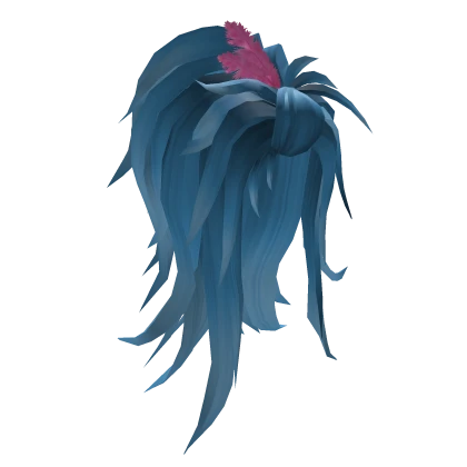 blue ganguro gyaru manba styled hair w feathers | Roblox Item - Rolimon's