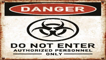 Rusty biohazard sign