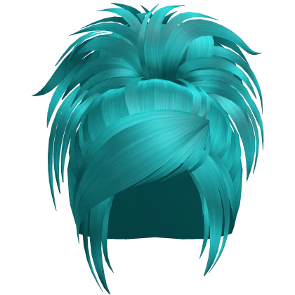Emo Spikey Fluffy Y2k Bun (teal) | Roblox Item - Rolimon's
