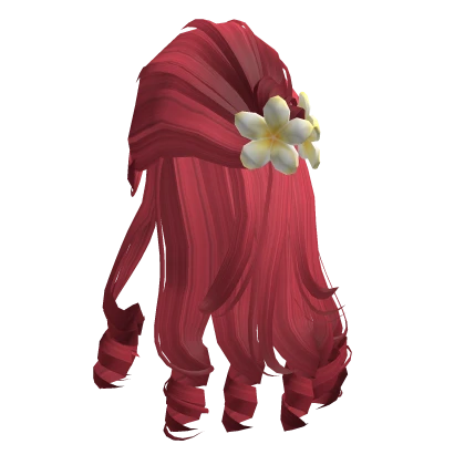 Summer Loose Curls w/ Flower Clip (Bright Red) | Roblox Item - Rolimon's