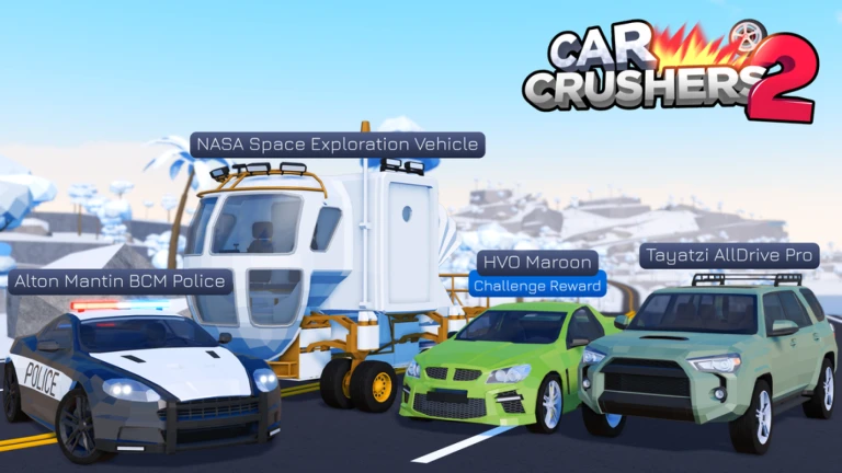 [8 New Cars ] Car Crushers 2 - Physics Simulation - Roblox