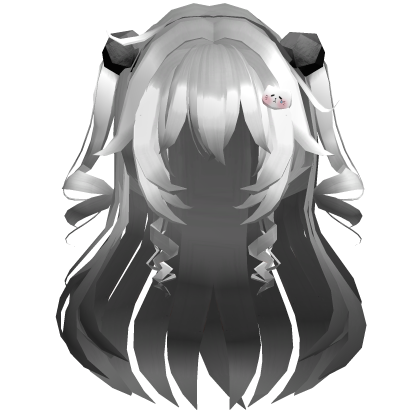Wavy Swirly Twintails Hair W Clipe de cabelo de gato e Pom - Roblox