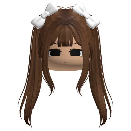 Neutral Girl Brown Pigtails with White Bows | Roblox Item - Rolimon's