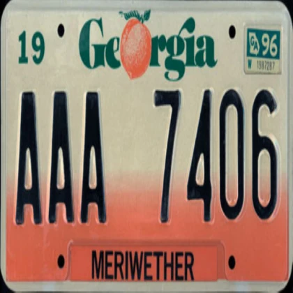 1996 Georgia Plate